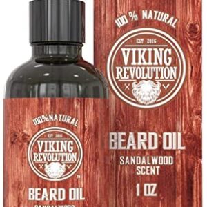 Viking Revolution Beard Oil Conditioner - All Natural Sandalwood Scent with Argan & Jojoba Oils - Softens & Strengthens Beards and Mustaches for Men (Sandalwood, 1 Pack)