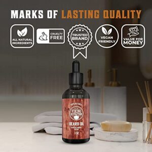 Viking Revolution Beard Oil Conditioner - All Natural Sandalwood Scent with Argan & Jojoba Oils - Softens & Strengthens Beards and Mustaches for Men (Sandalwood, 1 Pack)