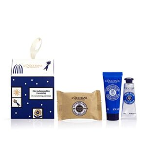 l’occitane shea holiday ornament 3 piece gift set, including shea butter hand cream 0.34 oz, shea butter ultra rich body cream 0.6 oz, and shea butter extra gentle soap 0.8 oz