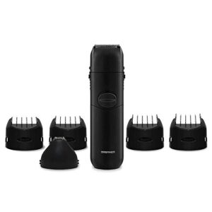 URBANER Battery Powered Facial Hair Trimmer for Men Electric Beard Shaver and Hairstyle Razor Waterproof Chest Razors for Men, Safe Blade, Black, MB-342