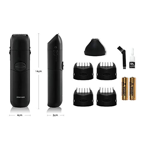 URBANER Battery Powered Facial Hair Trimmer for Men Electric Beard Shaver and Hairstyle Razor Waterproof Chest Razors for Men, Safe Blade, Black, MB-342