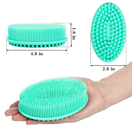 Silicone Body Scrubber Loofah - Set of 3 Soft Exfoliating Body Bath Shower Scrubber Loofah Brush for Sensitive Kids Women Men All Kinds of Skin(Purple/Green/Pink)