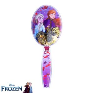 Frozen Hair Brush with Magical Sparkling Leaves Confetti Hair Brush, Purple - Kids Hair Brush Ages 3+