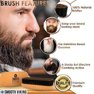 Boar Bristle Beard & Mustache Brush - Beard Brush for Men Perfect for Beard Grooming, Growth & Maintenance - Facial Hair Care Gift