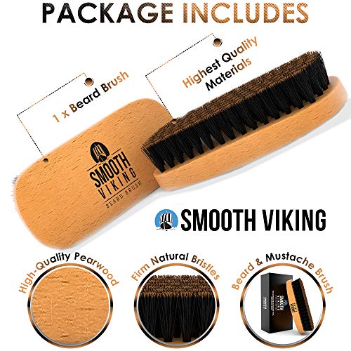 Boar Bristle Beard & Mustache Brush - Beard Brush for Men Perfect for Beard Grooming, Growth & Maintenance - Facial Hair Care Gift