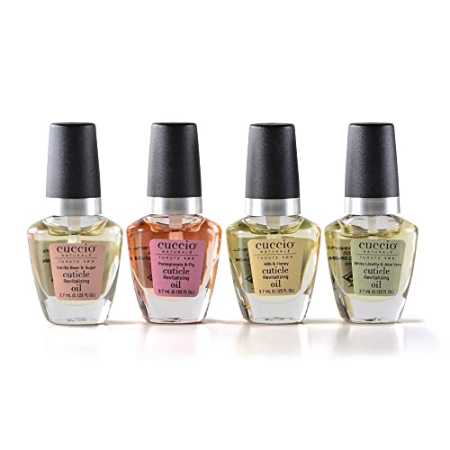 Cuccio Naturale Mini Cuticle Revitalizing Oils - Hydrating Oils for Instant Cuticle Repair for Dry Skin and Nails - Paraben and Cruelty-Free Formula - Four Soothing, Spa Quality Fragrances - 4 pc