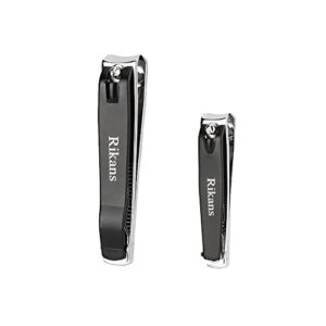 rikans nail cutter set – pack of two nail clippers – large toenail cutter & small fingernail cutter – durable – precise and sharp – ergonomic & good grip – 430 stainless-steel – box packaging