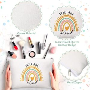 Coume 10 Pcs Rainbow Canvas Makeup Bags Bulk Inspirational Quotes Cosmetic Bags