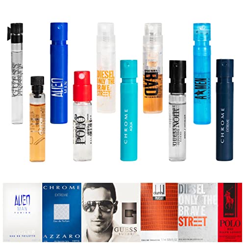 Infinite Scents Cologne Samples for Men: 10 Designer Fragrances + Pocket-Sized Pouch - Travel-Size Men's Cologne Sampler Set, Cologne Sample Pack Gift Set