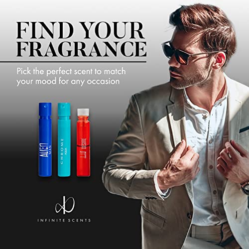 Infinite Scents Cologne Samples for Men: 10 Designer Fragrances + Pocket-Sized Pouch - Travel-Size Men's Cologne Sampler Set, Cologne Sample Pack Gift Set