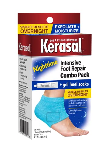 Kerasal Intensive Foot Repair Skin Healing Ointment, 1 Oz and Moisturizing Gel Socks, One Pair (Packaging May Vary)