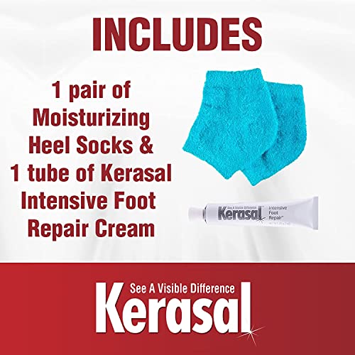 Kerasal Intensive Foot Repair Skin Healing Ointment, 1 Oz and Moisturizing Gel Socks, One Pair (Packaging May Vary)