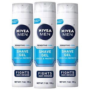 nivea men sensitive cooling shave gel with chamomile and seaweed extracts, 3 pack of 7 oz cans