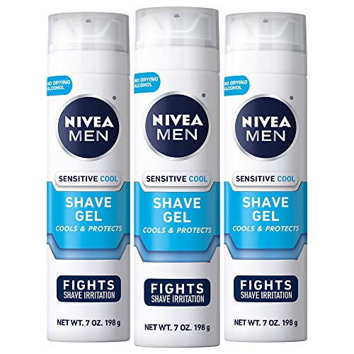 NIVEA MEN Sensitive Cooling Shave Gel with Chamomile and Seaweed Extracts, 3 Pack of 7 Oz Cans