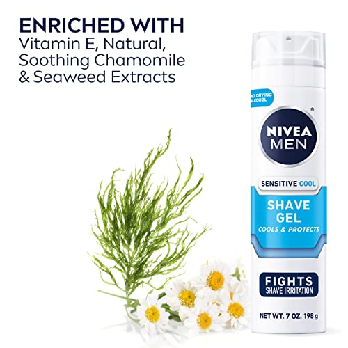 NIVEA MEN Sensitive Cooling Shave Gel with Chamomile and Seaweed Extracts, 3 Pack of 7 Oz Cans