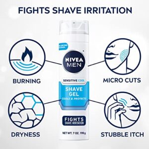 NIVEA MEN Sensitive Cooling Shave Gel with Chamomile and Seaweed Extracts, 3 Pack of 7 Oz Cans