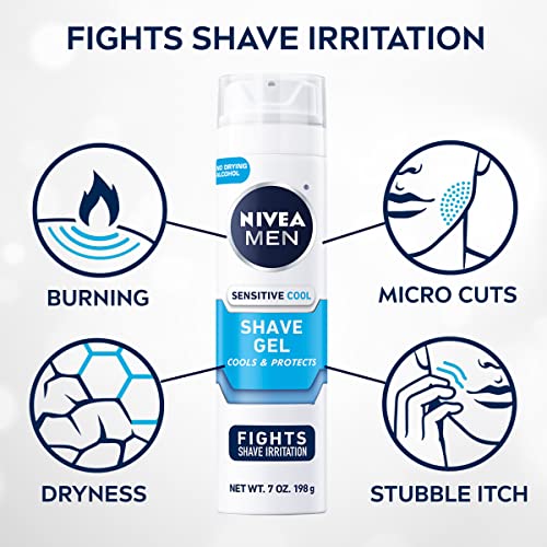 NIVEA MEN Sensitive Cooling Shave Gel with Chamomile and Seaweed Extracts, 3 Pack of 7 Oz Cans