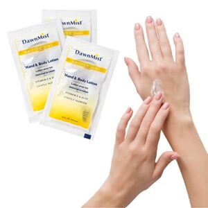 dukal moisturizing lotion. pack of 100 hand & body lotion. mild coconut fragrance contains aloe, vitamin e, alcohol-free formula moisture loss prevention 0.35 oz single-use packet. scented body lotion