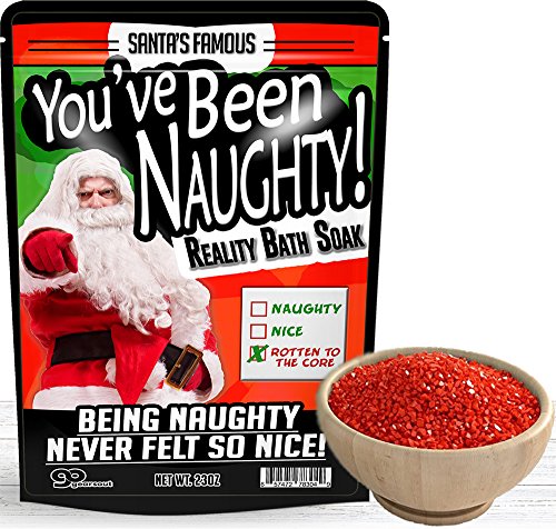 You’ve Been Naughty Bath Soak – Funny Santa Bath Salts Red Bath Cute Christmas Gifts Funny Holiday Spa Gifts for Friends Stocking Stuffers for Women Unisex White Elephant Gift Christmas