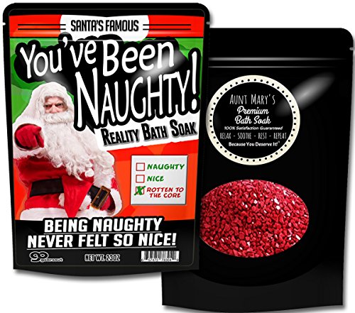 You’ve Been Naughty Bath Soak – Funny Santa Bath Salts Red Bath Cute Christmas Gifts Funny Holiday Spa Gifts for Friends Stocking Stuffers for Women Unisex White Elephant Gift Christmas