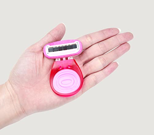 Mini 5 Blade Razor for Women, Disposable Shaving Razor Travel Size Toiletries, Extra Smooth Body Razor for Personal Hygiene Kit Essentials, with Travel Case (Mini Handle and 3 cartridge)