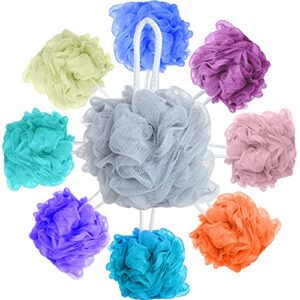 10-pack bath loofah shower,colorful exfoliating body scrubber,mesh pouf body wash,eco-friendly loofah bath sponge for women,men and kids bathroom