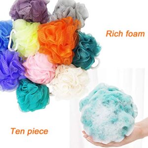 10-Pack Bath Loofah Shower,Colorful Exfoliating Body Scrubber,Mesh Pouf Body Wash,Eco-Friendly Loofah Bath Sponge for Women,Men and Kids Bathroom