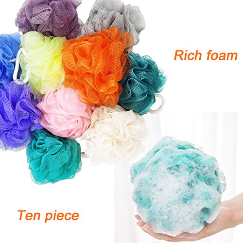 10-Pack Bath Loofah Shower,Colorful Exfoliating Body Scrubber,Mesh Pouf Body Wash,Eco-Friendly Loofah Bath Sponge for Women,Men and Kids Bathroom