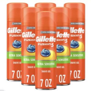 gillette fusion5 ultra sensitive shave gel, 7oz (pack of 6)