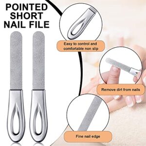 3 Pieces Stainless Steel Nail Files with Leather Case Double Sided Nail Files Non Slip Handle Grit Diamond Fingernail File Easily Grinding Metal Nail File Emery Boards for Natural Nails (Black)