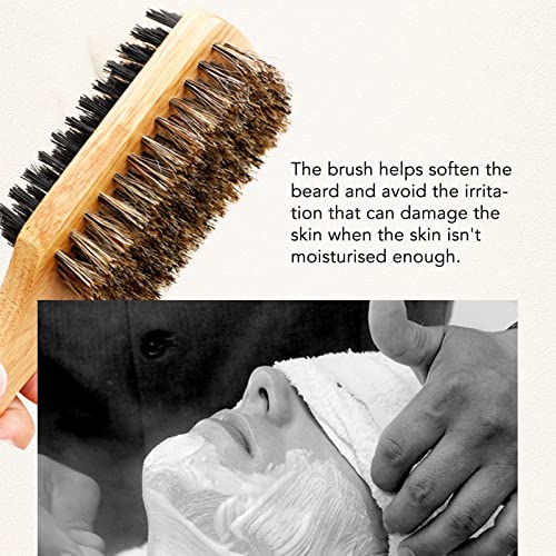 Bristles Beard Brush, Beard Brush Double Sided Rubber Wood Handle Easy Controlling for Men for Smoothing