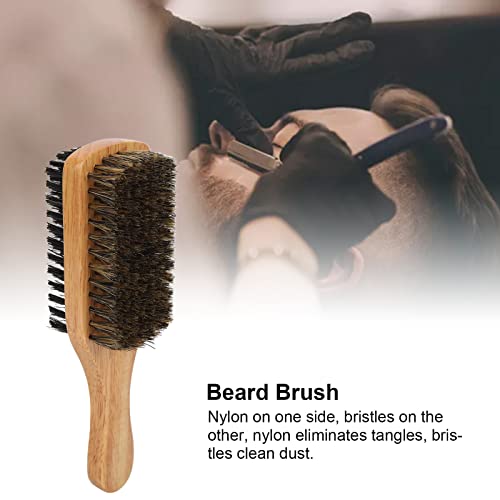 Bristles Beard Brush, Beard Brush Double Sided Rubber Wood Handle Easy Controlling for Men for Smoothing