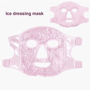 Jakuva Hot and Cold Therapy Full Face Gel Mask,Face Ice Mask for Woman Man,Gel Beads Eye Mask&Compress Pearl Treatment for Headache, Puffiness,Migraine Relief,Face SPA & Overall Skin Care (Pink)