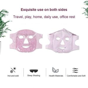 Jakuva Hot and Cold Therapy Full Face Gel Mask,Face Ice Mask for Woman Man,Gel Beads Eye Mask&Compress Pearl Treatment for Headache, Puffiness,Migraine Relief,Face SPA & Overall Skin Care (Pink)