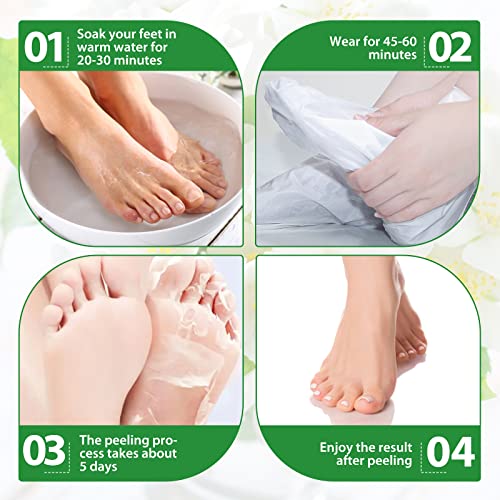 Foot Peel Mask, Exfoliating Foot Masks For Dry, Cracked Feet, Callus, Dead Skin Remover Foot Peeling Masks For Baby Soft Feet Repair Rough Heels, 3 Pairs, Jasmine