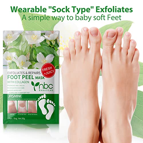 Foot Peel Mask, Exfoliating Foot Masks For Dry, Cracked Feet, Callus, Dead Skin Remover Foot Peeling Masks For Baby Soft Feet Repair Rough Heels, 3 Pairs, Jasmine