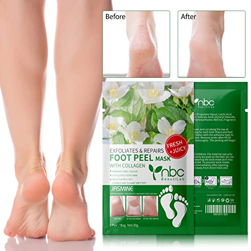 Foot Peel Mask, Exfoliating Foot Masks For Dry, Cracked Feet, Callus, Dead Skin Remover Foot Peeling Masks For Baby Soft Feet Repair Rough Heels, 3 Pairs, Jasmine