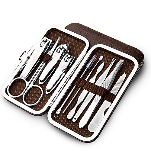 10 PCS Manicure Pedicure Set Nail Clippers - Stainless Steel Manicure Kit - Tools for Nail, Cutter Kits -Perfect Gift for Women or Men， Includes Cuticle Remover Professional Nail Kit with Portable Tra