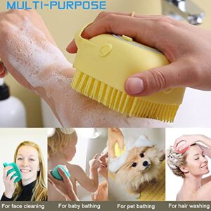 OTAVILEM Body Scrubber with Soap Dispenser for Shower, 3 Pack Silicone Exfoliating Brushes, Soft Body Exfoliator, Bath Loofah for Babies, Kids, Women, Men and Pets, 3 Colors