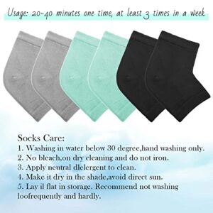 Moisturizing Gel Heel Socks for Dry Cracked Feet, Shynek 3 Pairs Spa Socks Lotion Toeless Socks for Women Dry Cracked Heel Feet Repair, Foot Care (Black, Grey, Green)