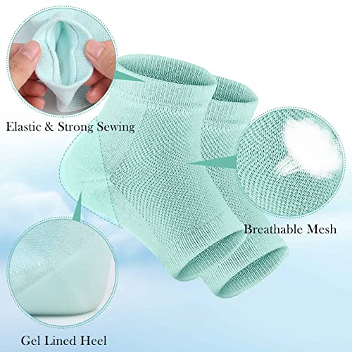 Moisturizing Gel Heel Socks for Dry Cracked Feet, Shynek 3 Pairs Spa Socks Lotion Toeless Socks for Women Dry Cracked Heel Feet Repair, Foot Care (Black, Grey, Green)