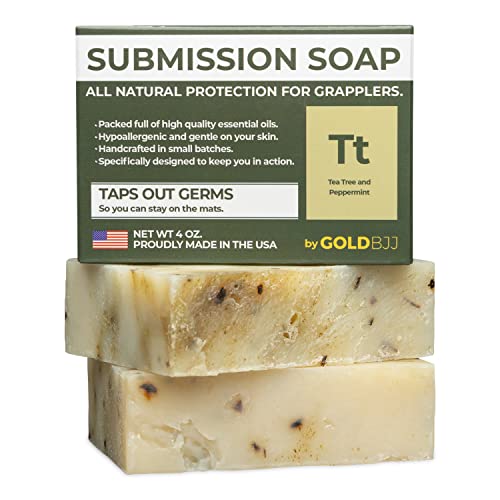 Premium Tea Tree Oil Soap - USA Made Bar Soap for BJJ, Jiu Jitsu, Wrestling, and Grappling (2-Pack of 4 Ounce Soap Bars, Peppermint Tea Tree)