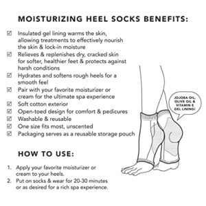 Kitsch Moisturizing Spa Socks - Gel Socks for Cracked Heel Repair | Heel Socks for Dry Cracked Feet | Dry Feet Treatment for Women | Cracked Feet Treatment | Toeless Socks for Women | Foot Care