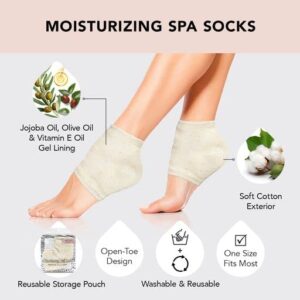 Kitsch Moisturizing Spa Socks - Gel Socks for Cracked Heel Repair | Heel Socks for Dry Cracked Feet | Dry Feet Treatment for Women | Cracked Feet Treatment | Toeless Socks for Women | Foot Care