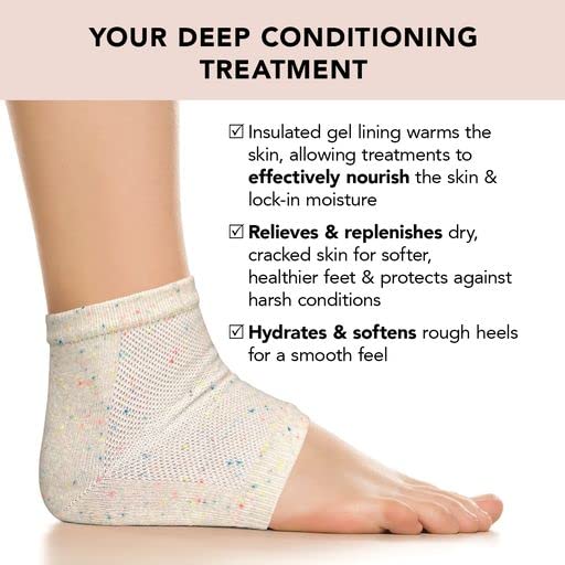 Kitsch Moisturizing Spa Socks - Gel Socks for Cracked Heel Repair | Heel Socks for Dry Cracked Feet | Dry Feet Treatment for Women | Cracked Feet Treatment | Toeless Socks for Women | Foot Care