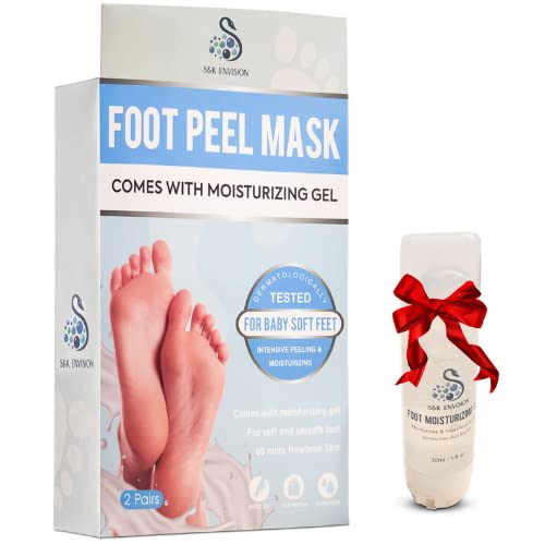 S&K ENVISION Foot Peel Mask for Dry Cracked Feet with Feet Moisturizing Gel | Make Your Feet Baby Soft | Feet Peeling Mask for Dead Skin Cells Removal | Exfoliating Natural Foot Treatment (2 Pairs)