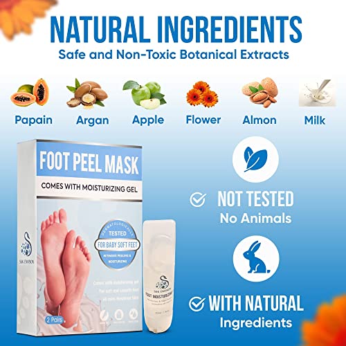 S&K ENVISION Foot Peel Mask for Dry Cracked Feet with Feet Moisturizing Gel | Make Your Feet Baby Soft | Feet Peeling Mask for Dead Skin Cells Removal | Exfoliating Natural Foot Treatment (2 Pairs)