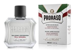 proraso after shave balm for men, sensitive skin moisturizer with oatmeal and green tea, 3.4 fl oz (pack of 1)