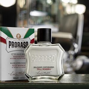 Proraso After Shave Balm for Men, Sensitive Skin Moisturizer with Oatmeal and Green Tea, 3.4 Fl Oz (Pack of 1)