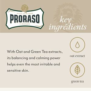 Proraso After Shave Balm for Men, Sensitive Skin Moisturizer with Oatmeal and Green Tea, 3.4 Fl Oz (Pack of 1)